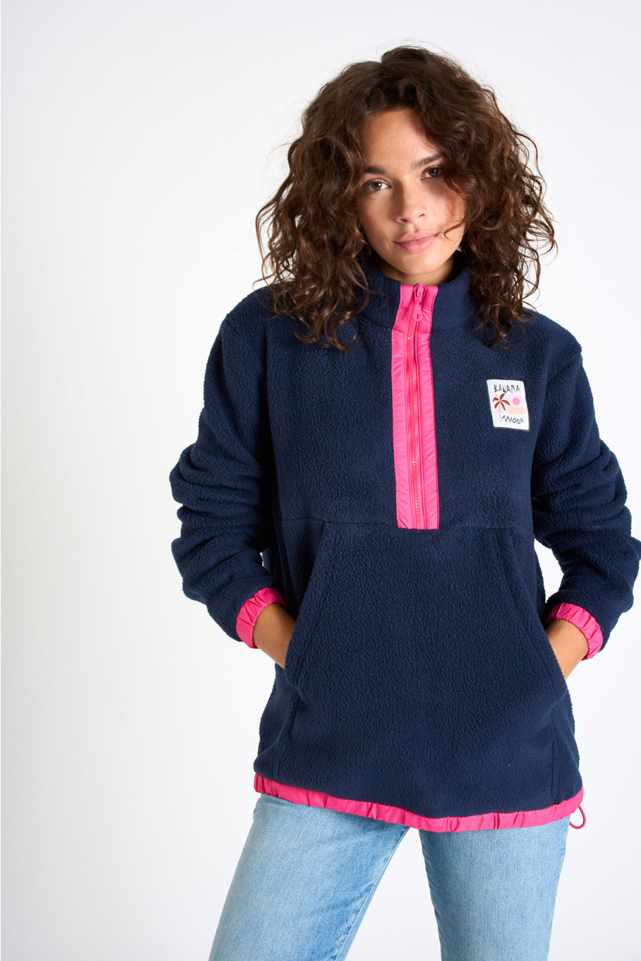 BRICHILL SNOOKIE navy blue fleece jacket | Banana Moon®
