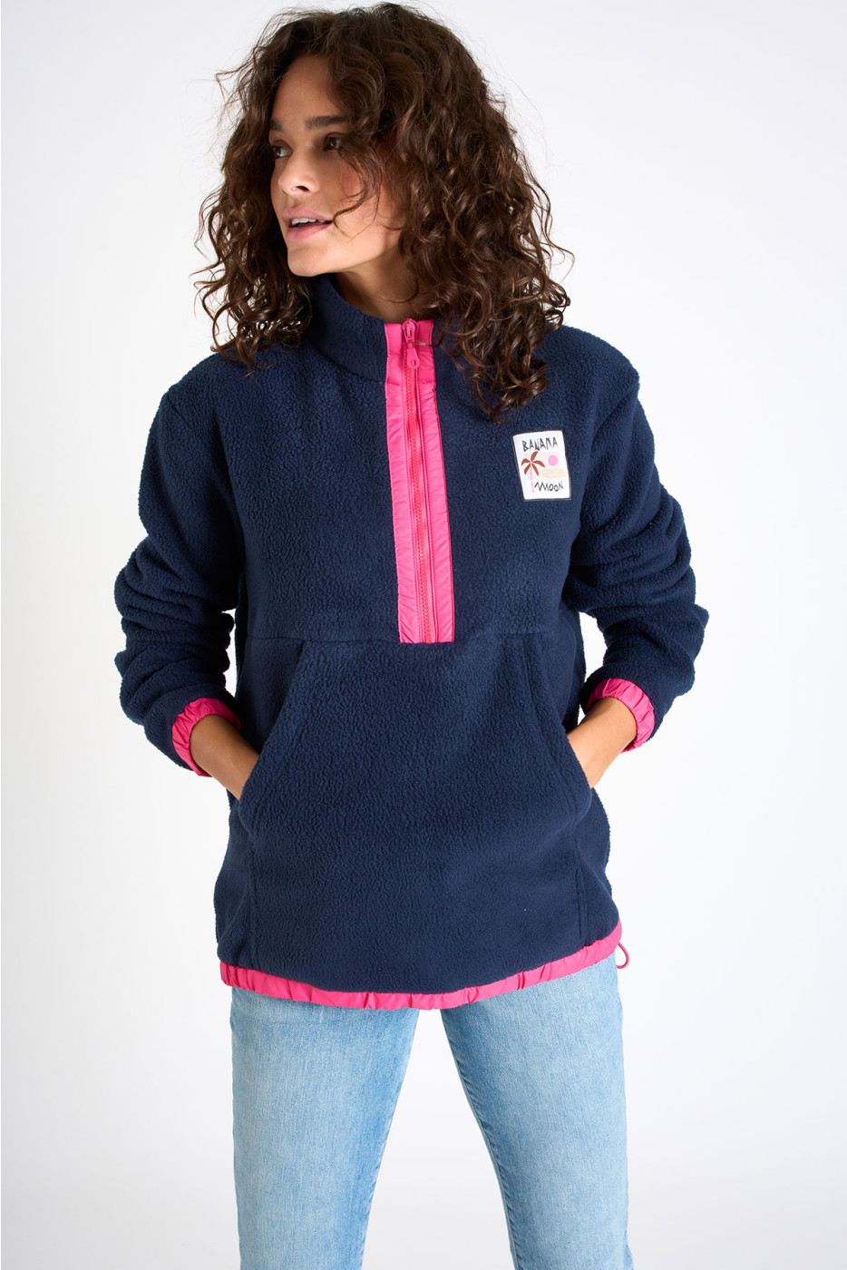 BRICHILL SNOOKIE navy blue fleece jacket | Banana Moon®