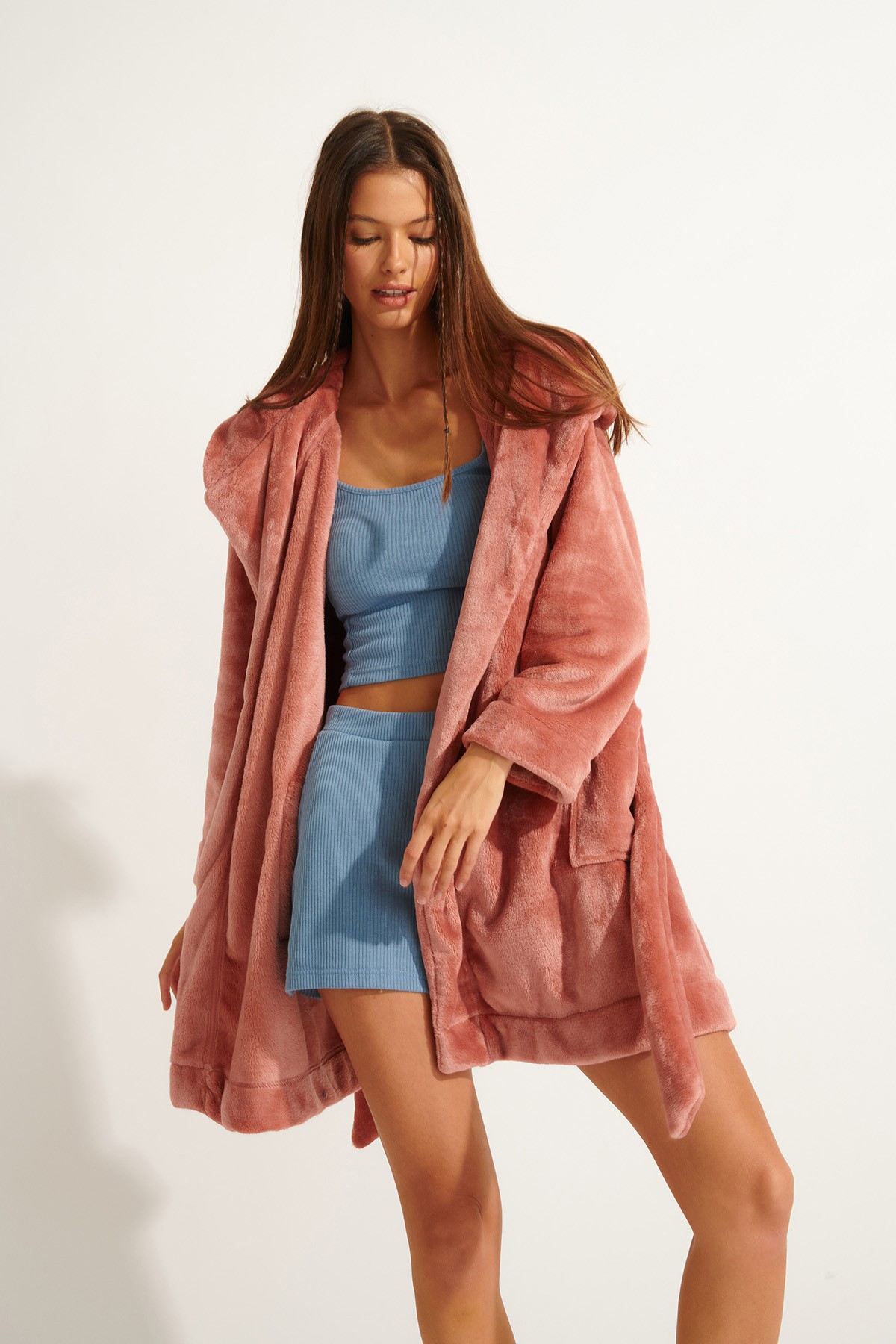 ZARELA PILO fleece rosewood bathrobe | Banana Moon®