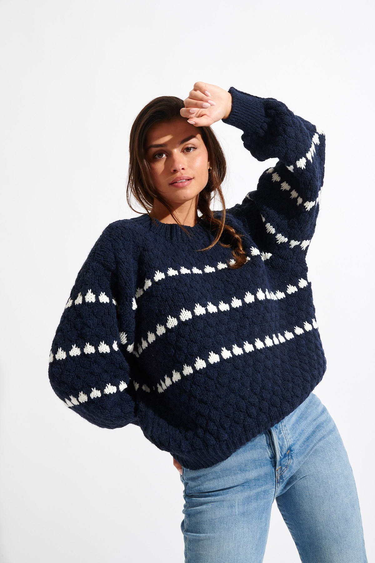AFTON NIRKO navy blue jacquard jumper | Banana Moon®