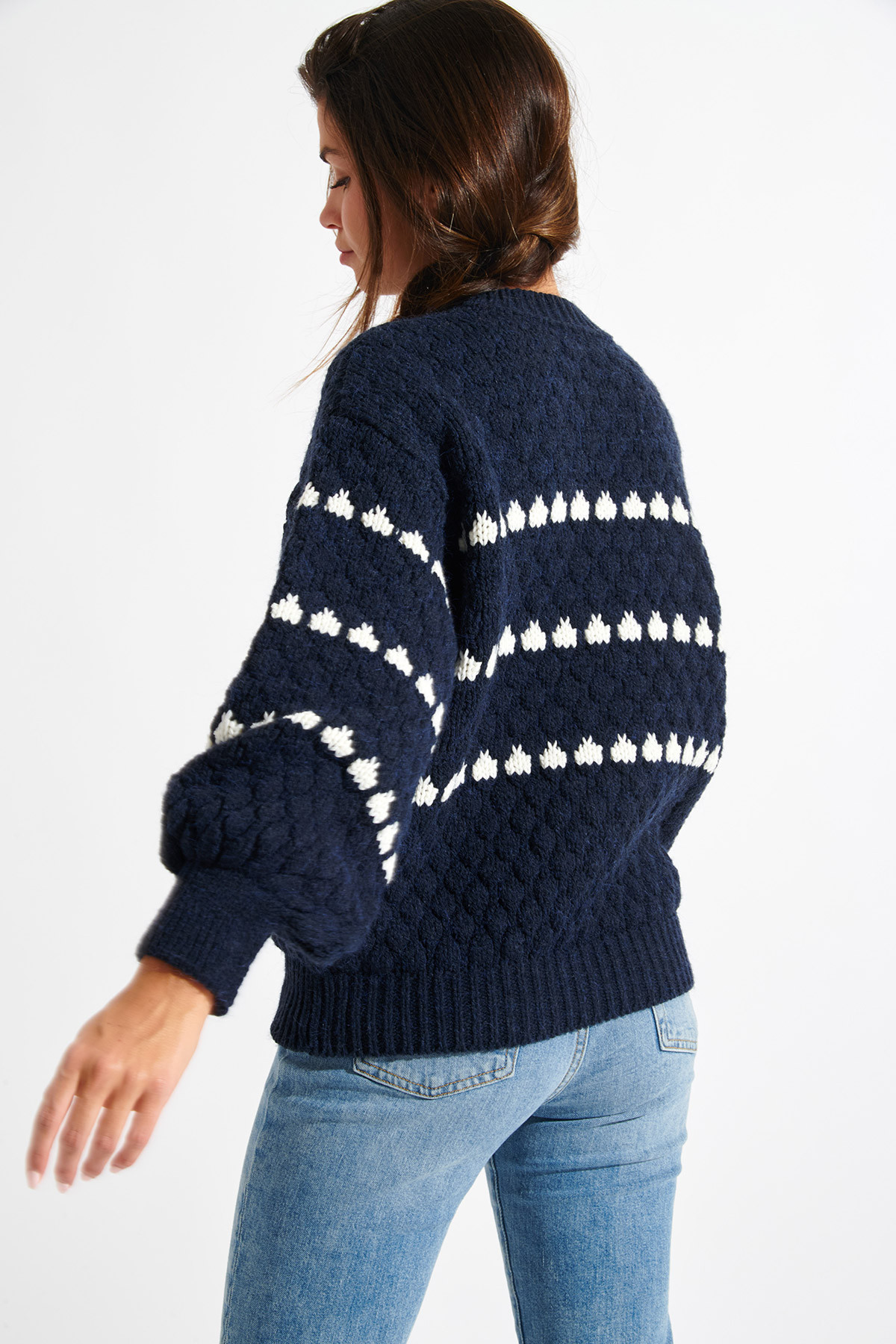 AFTON NIRKO navy blue jacquard jumper | Banana Moon®