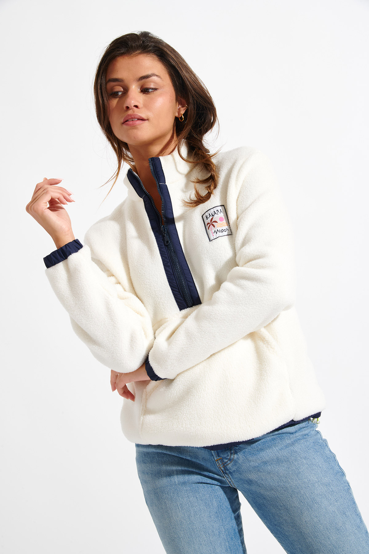 BRICHILL SNOOKIE ecru fleece jacket | Banana Moon®