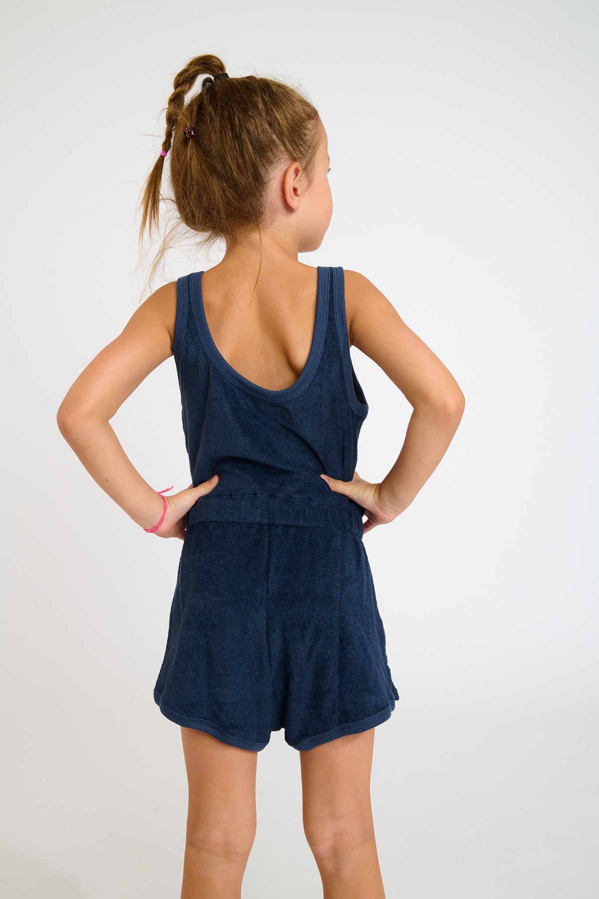 M SURI SEASPONGE navy terry romper for girls | Banana Moon®