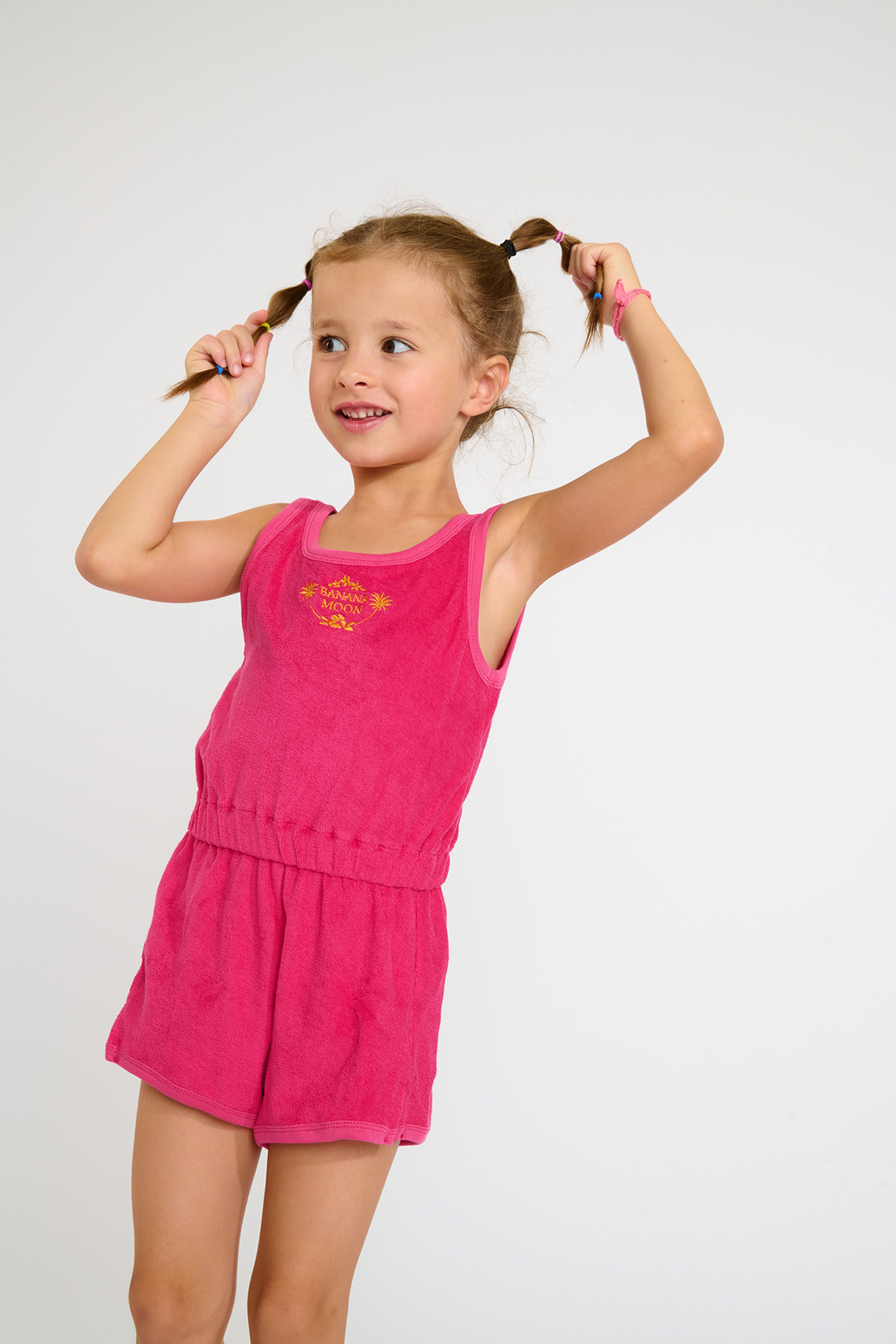 M SURI SEASPONGE pink terry romper for girls | Banana Moon®