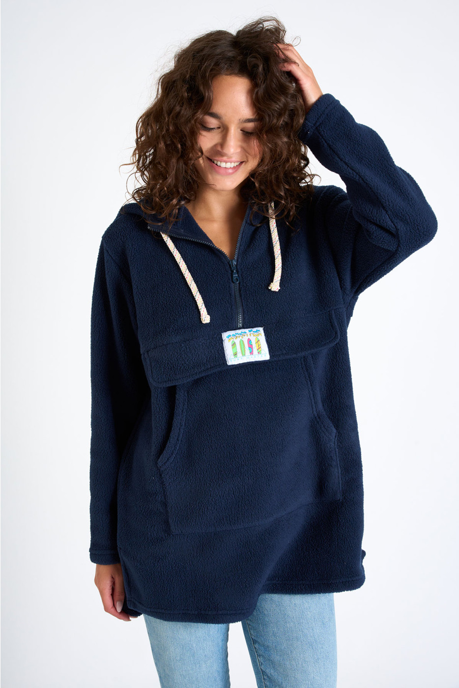 SNOWBOWL ISILA long navy blue fleece sweatshirt | Banana Moon®