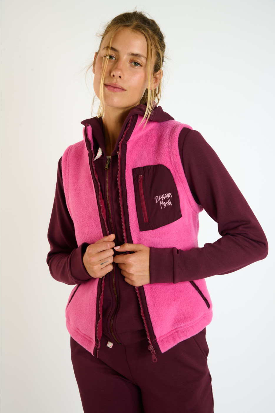 RESCO BAYJOY burgundy zipped hooded jacket | Banana Moon®