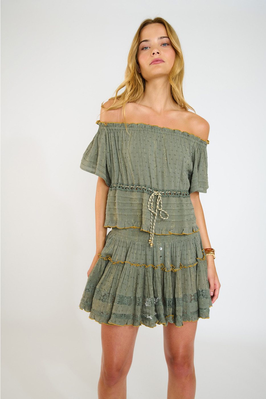 MERMAID SEALOVE khaki ruffle top | Banana Moon®