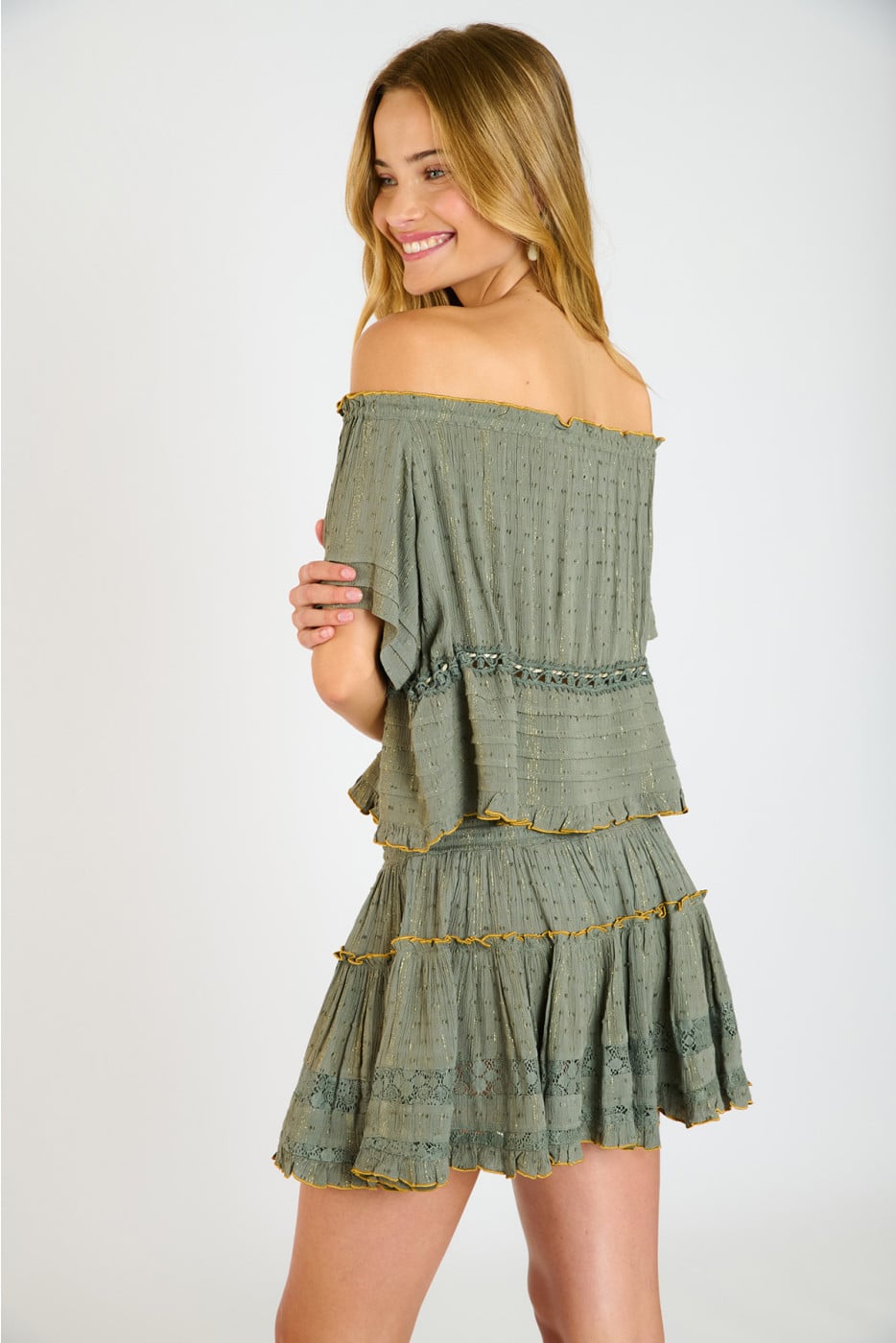 MERMAID SEALOVE khaki ruffle top | Banana Moon®