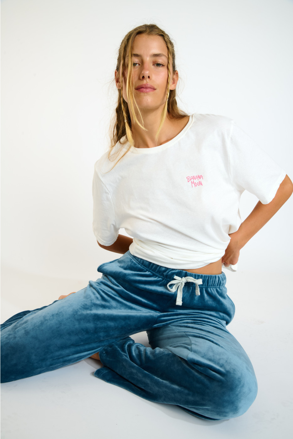 Pantalon de jogging en velours bleu BOREAL SEACHIC | Banana Moon®